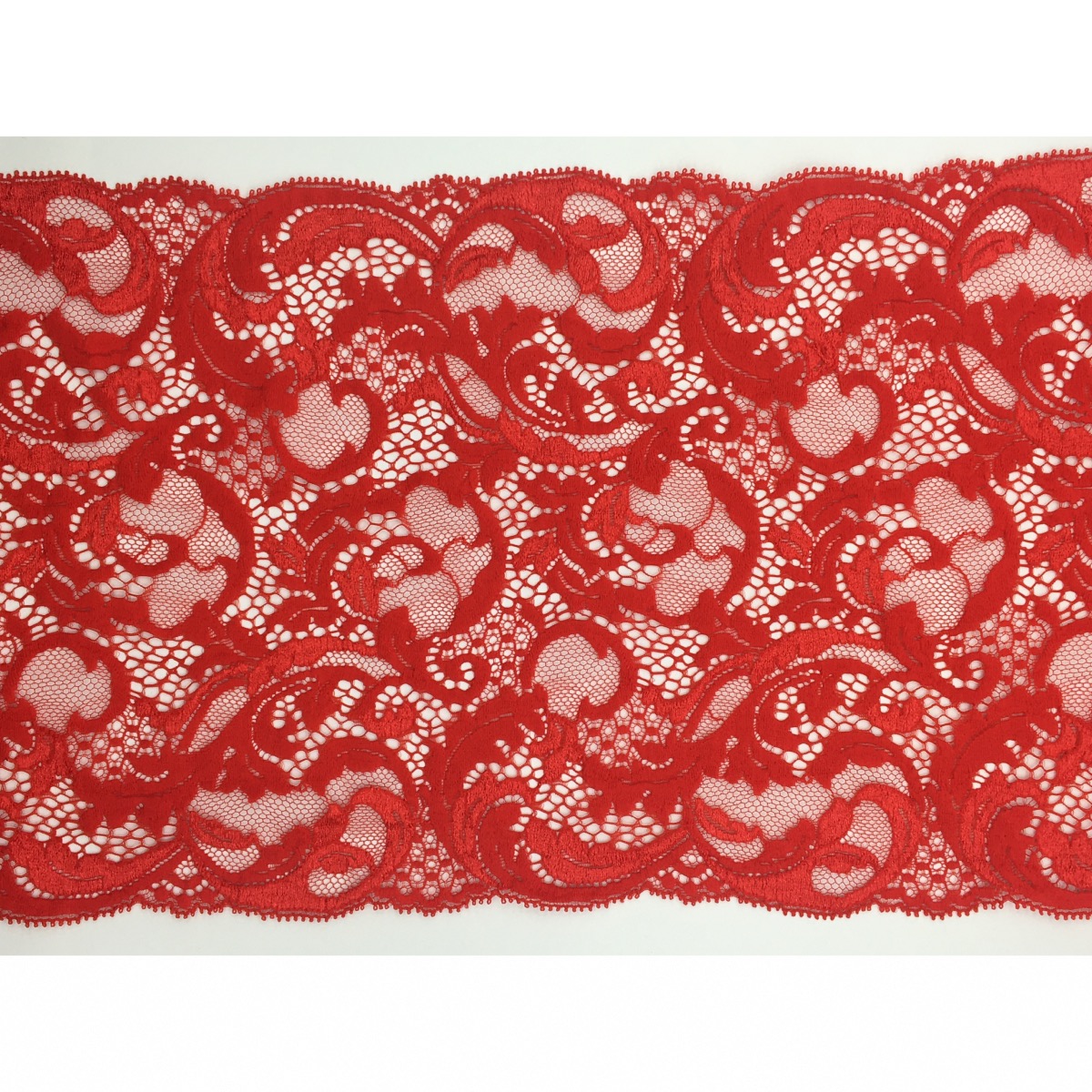 Galon Dentelle de Calais Rouge motif art déco | dentellel.com